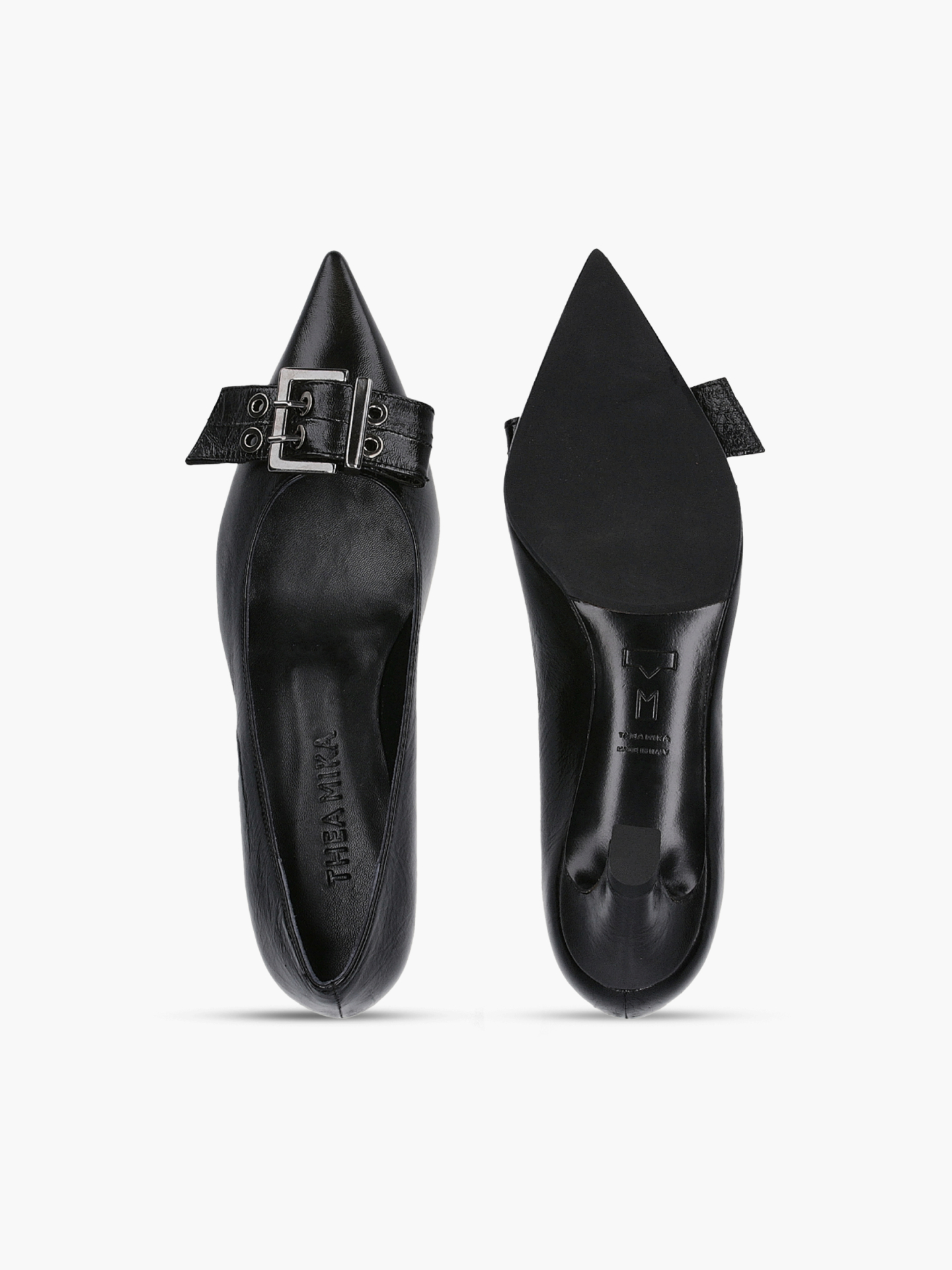 Leather pumps with buckle